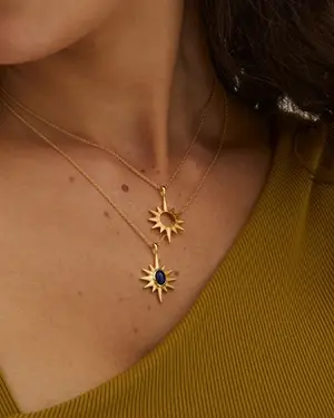 OTTOMAN HANDS 18ct -plated Lapis Star Pendant Necklace