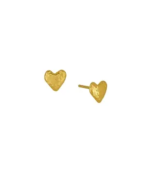 OTTOMAN HANDS Hammered Heart Stud Earrings - Gold
