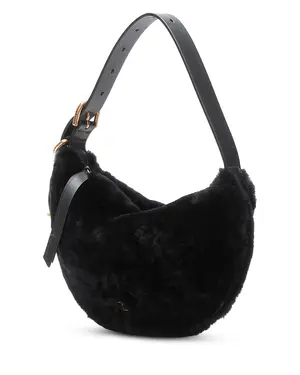 Rag & Bone Mercer Small Shearling Hobo Bag - Black