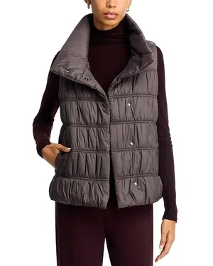 Eileen Fisher High Collar Vest - Rye