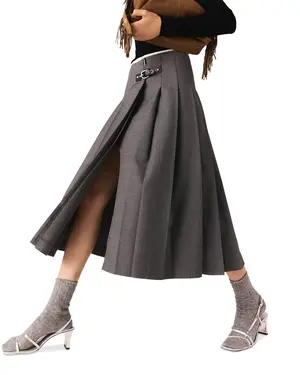 Maje Pleated Midi Skirt