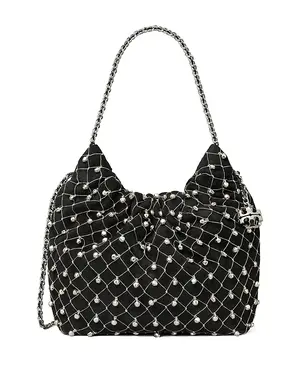 Tory Burch Fleming Mini Bell Embellished Suede Crossbody Bag - Black