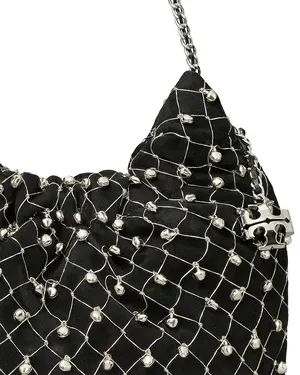 Tory Burch Fleming Mini Bell Embellished Suede Crossbody Bag - Black