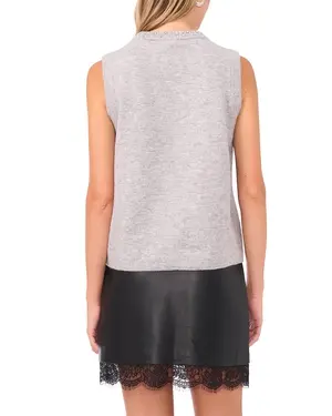 Vince Camuto Rhinestone Neck Sleeveless Sweater