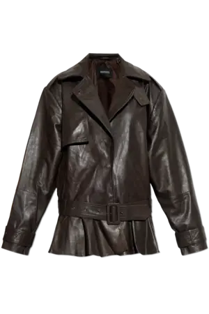 ROTATE BY BIRGER CHRISTENSEN Belted Leather Jacket - Brown