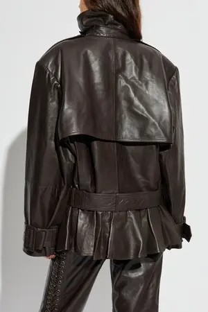 ROTATE BY BIRGER CHRISTENSEN Belted Leather Jacket - Brown