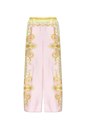 Versace Silk Straight-Leg Trousers Pink