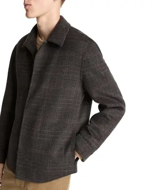 Vince Textured Plaid Shirt Jacket
