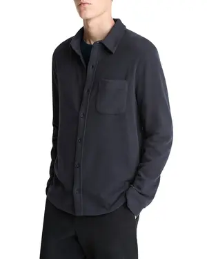 Vince Solid Button Front Knit Shirt - Coastal
