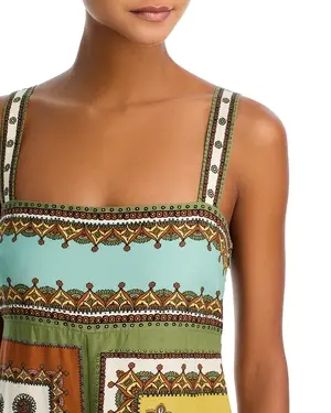 ALEMAIS Printed Viscose-linen Maxi Dress
