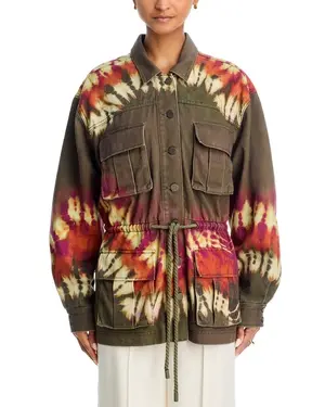 ALEMAIS Marilyn Tie-dye Denim Utility Jacket - Khaki