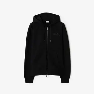 Burberry Cursive Logo Cotton Zip Hoodie