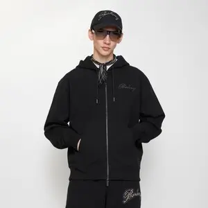 Burberry Cursive Logo Cotton Zip Hoodie