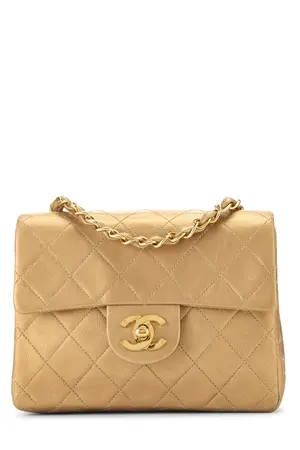 CHANEL Gold Lambskin Half Flap Mini