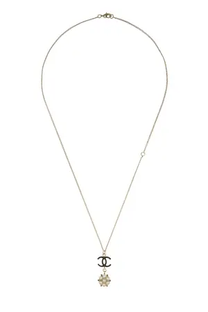 Chanel Crystal 'cc' Pendant Necklace - Gold