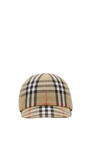 Burberry Check Cotton Baseball Cap - Sand Beige