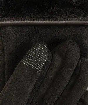 Echo Stretch Suede Fold-up Faux Fur Cuff Gloves - Black