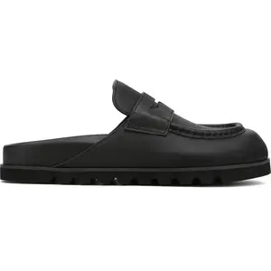 NAKED WOLFE Cord Pebble Leather Slip-on Mules - Black