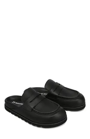 NAKED WOLFE Cord Pebble Leather Slip-on Mules - Black