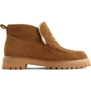 Madewell The Ryder Genuine Shearling Ankle Boot - Warm Chestnut
