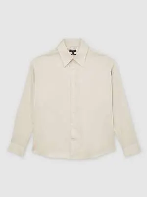 REISS Vantige Satin Long-sleeve Shirt - Champagne