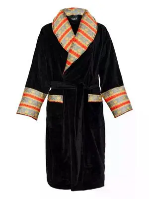 Versace Striped Bath Robe - Black