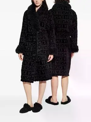 Versace Logo-pattern Bath Robe - Black