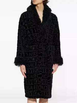 Versace Logo-pattern Bath Robe - Black