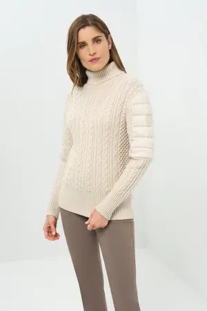 Anatomie Cableknit And Nylon Padded Sweater