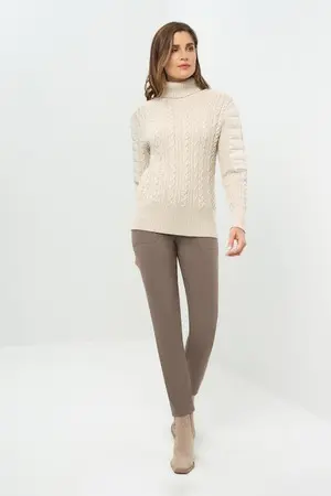 Anatomie Cableknit And Nylon Padded Sweater