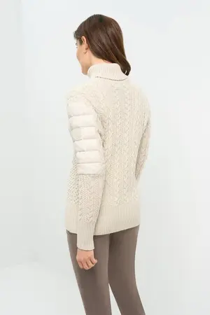 Anatomie Cableknit And Nylon Padded Sweater