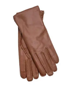 Echo Stitch Detail Leather Gloves - Cinnamon Bark