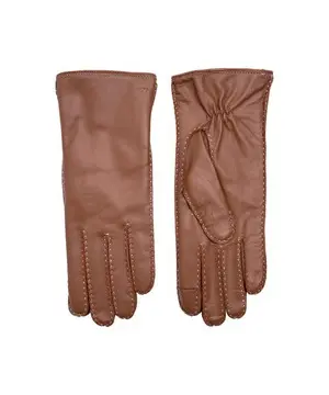 Echo Stitch Detail Leather Gloves - Cinnamon Bark