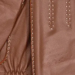 Echo Stitch Detail Leather Gloves - Cinnamon Bark