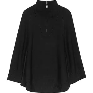 Echo Texture Knit Cape - Black