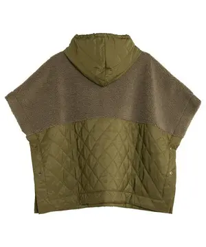 Echo Quilted Hooded Poncho - Olive