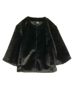 Echo Fur Jacket With Raglan Sleeves - Black