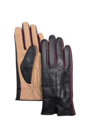 Echo Color Block Leather Glove - Black