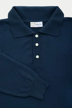 WOLF VS. GOAT (WVG) Wool Knitted Long Sleeve Polo - Ardesia
