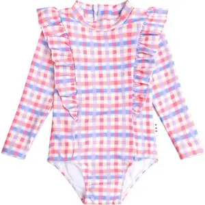HUXBABY Scandi Frill Checked Swimsuit - Multi