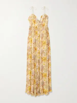 Zimmermann Daylight Ruffled Floral-print Fil Coupé Gauze Jumpsuit - Orange