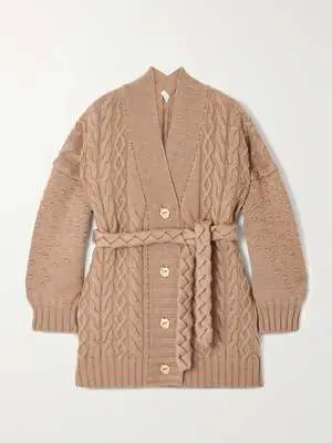 VIOLANTE NESSI Tracey Belted Wool Cardigan - Beige