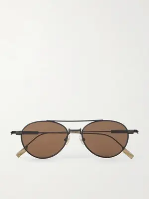 Zegna Aviator-style Titanium Sunglasses - Brown