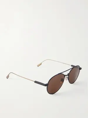 Zegna Aviator-style Titanium Sunglasses