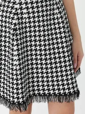 Alexander McQueen Houndstooth Dress With Fringe Accents