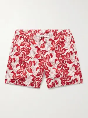 Orlebar Brown Bulldog Petralis Straight-leg Mid-length Printed Recycled Swim Shorts - Red