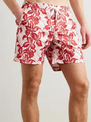 Orlebar Brown Bulldog Petralis Straight-leg Mid-length Printed Recycled Swim Shorts - Red