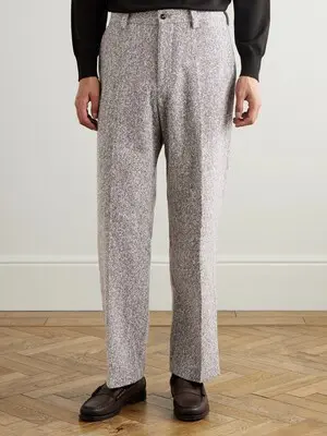 Nn07 Paw 1087 Straight-leg Recycled-herringbone Suit Trousers - Brown