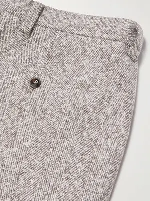 Nn07 Paw 1087 Straight-leg Recycled-herringbone Suit Trousers - Brown