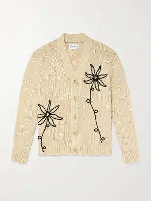 Nn07 Mika Flower 6620 Embroidered Recycled Knitted Cardigan - Neutrals